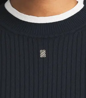 Sandro Ribbed Contrast-trim Logo Sweater