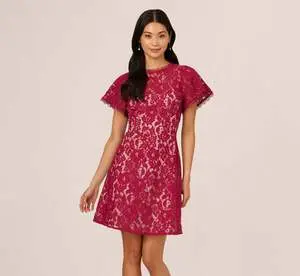 Women's Short-Sleeve Lace Cocktail Dresses