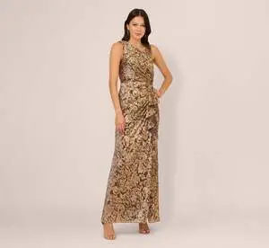 Adrianna Papell Sleeveless Asymmetrical Gown - Chocolate