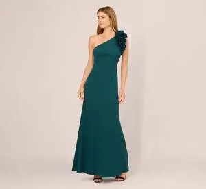 Adrianna Papell One-shoulder Ruffle Mermaid Gown