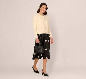 Adrianna Papell Pearly Bow Cardigan Sweater - Cream
