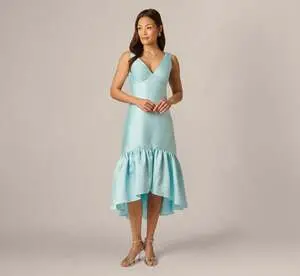 Adrianna Papell High-low Ruffle Midi Dress - Clear Sky