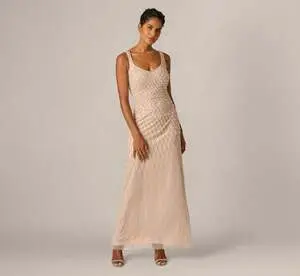 Adrianna Papell Diamond Beaded Mermaid Gown