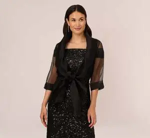 Adrianna Papell Organza Wrap Jacket - Black