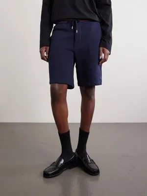 Paul Smith Straight-leg Striped Cotton-jersey Shorts - Blue