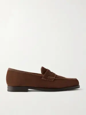 John Lobb Lopez Suede Penny Loafers - Brown