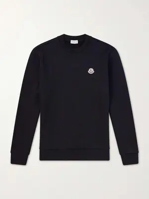 Moncler Cotton-jersey Sweatshirt With Logo Appliqu - Black