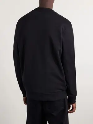 Moncler Cotton-jersey Sweatshirt With Logo Appliqu - Black