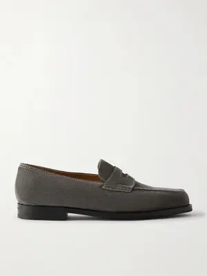 John Lobb Lopez Suede Penny Loafers - Gray