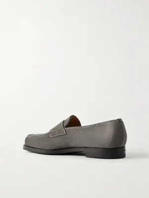 John Lobb Lopez Suede Penny Loafers - Gray