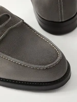 John Lobb Lopez Suede Penny Loafers - Gray