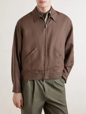 VALSTAR Stan Linen Bomber Jacket - Brown