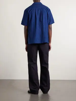Blue Blue Japan Camp-collar Cotton-jacquard Shirt