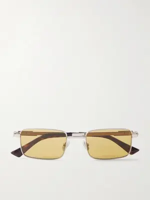 Bottega Veneta Squared-frame Metal Sunglasses - Silver