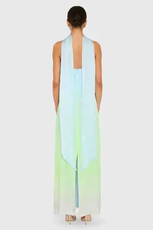 Amanda Uprichard Ashton Halter Neck Ombre Maxi Dress - Blue Combo