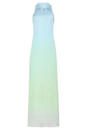 Amanda Uprichard Ashton Halter Neck Ombre Maxi Dress - Blue Combo