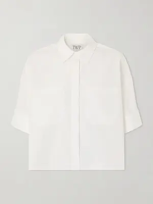 TWP Cropped Cotton-poplin Shirt - White