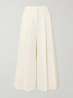 TWP Crosby Pleated Twill Straight-leg Pants - Neutrals
