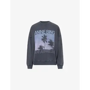 ANINE BING Graphic-print Cotton Sweatshirt - Grey