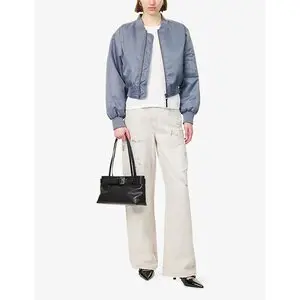 ANINE BING Leon Cropped Bomber Jacket - Dark Grey