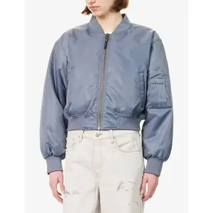ANINE BING Leon Cropped Bomber Jacket - Dark Grey