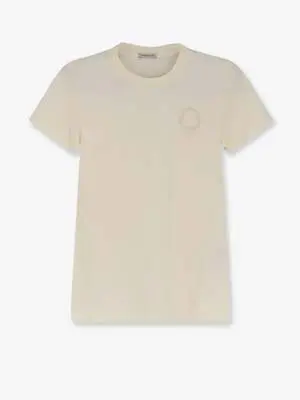 Moncler Cotton T-shirt With Flocked Logo - Beige
