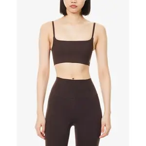 Free People Tighten Up Mini Ribbed Sports Bra - Chocolate