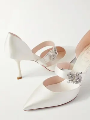 ROGER VIVIER Mini Bouquet 85 Satin Pumps - Neutrals