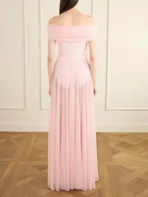 Norma Kamali Flared Sheer Gown - Pink