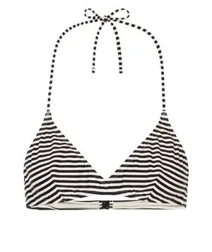 NILI LOTAN Striped Triangle Bikini Top - Black