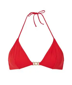 NILI LOTAN Embellished Triangle Bikini Top - Red