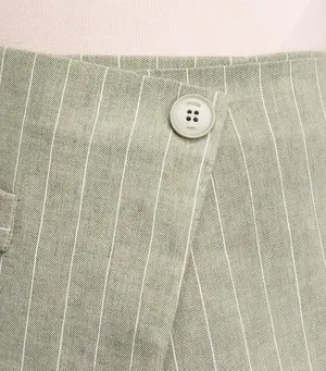 Maje Linen-cotton Blend Stripe Skort