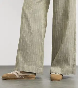 Maje Linen-cotton Blend Tailored Trousers - Brown