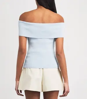 Maje Knitted Off-the-shoulder Top - Blue