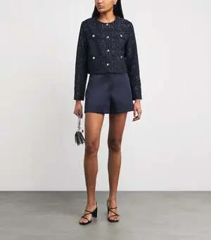 Maje Sequinned Tweed Cropped Jacket