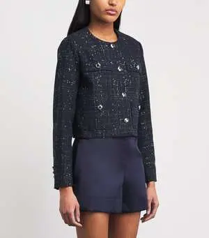 Maje Sequinned Tweed Cropped Jacket