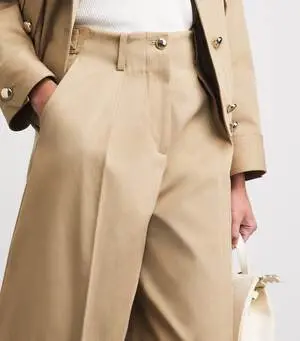 Maje Cotton Pleated Wide-leg Trousers