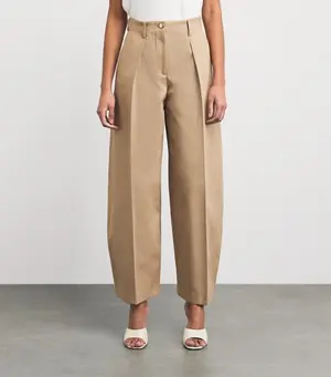 Maje Cotton Pleated Wide-leg Trousers