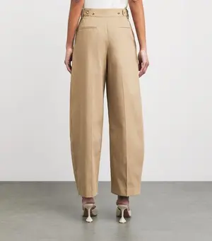 Maje Cotton Pleated Wide-leg Trousers