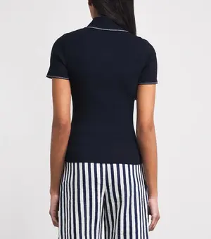 Maje Ribbed Knit Polo Shirt