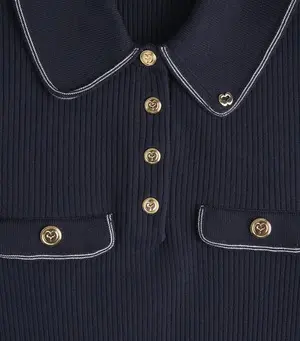 Maje Ribbed Knit Polo Shirt