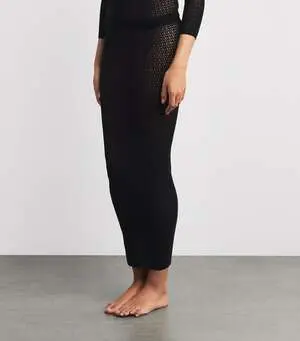 Wolford Daisy Net Fitted Midi Skirt - Black