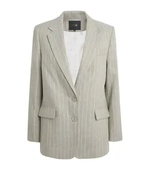 Maje Linen-blend Pinstripe Blazer - Brown