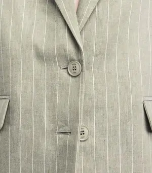 Maje Linen-blend Pinstripe Blazer - Brown