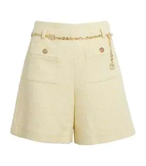 Maje Tweed Belt-detail Shorts - Yellow