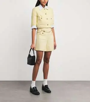 Maje Tweed Belt-detail Shorts - Yellow