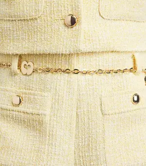 Maje Tweed Belt-detail Shorts - Yellow