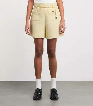 Maje Tweed Belt-detail Shorts - Yellow