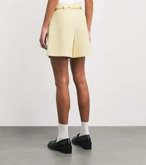 Maje Tweed Belt-detail Shorts - Yellow