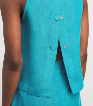 ERES Linen Ravie Sleeveless Blouse - Blue